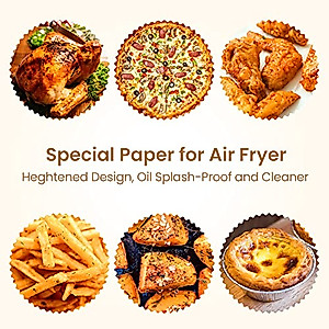 Air Fryer Disposable Paper Liner, 100 Pcs Liners for Air Fryer, Non-stick Parchment Paper for Frying, Baking, Cooking, Roasting and Microwave - Unbleached, Oil-proof, 7.9-inch