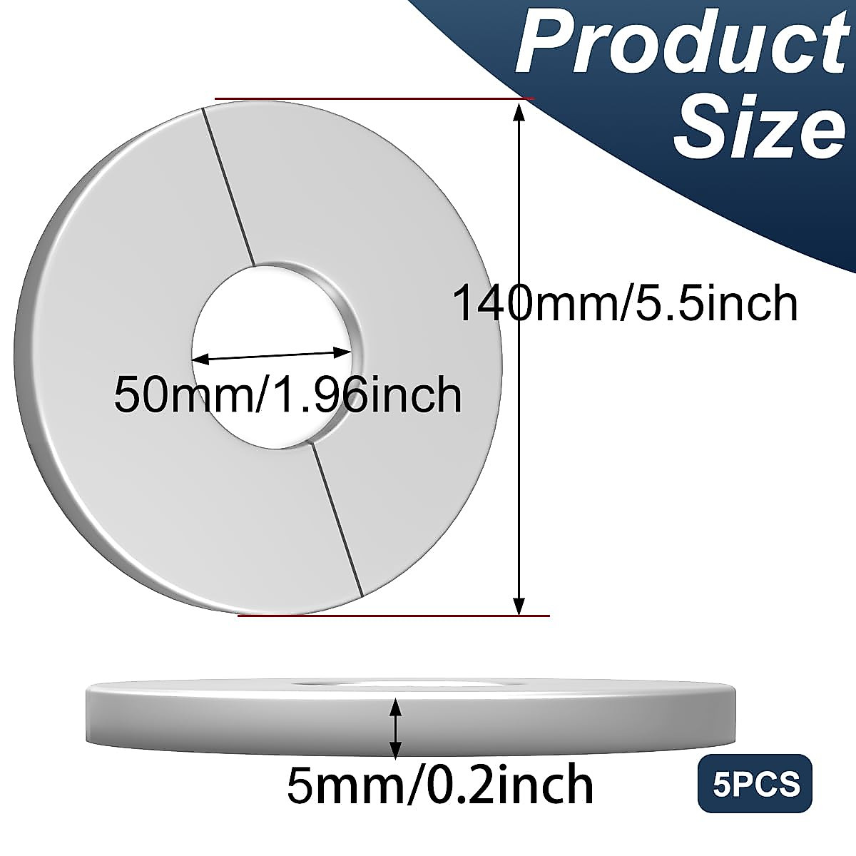 Wall Split Flange Stainless Steel Escutcheon Plate plumbing Cover Self-Adhesive Round for 50mm Diameter Pipe