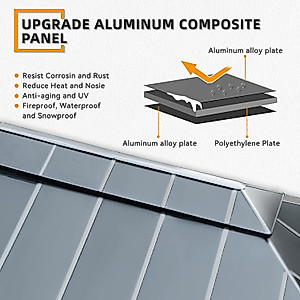 EROMMY 12'x20' Gazebo Double Aluminum Composite Roof Permanent Pavilion Gazebo Outdoor Hardtop Aluminum Frame Canopy with Curtains and Netting for Backyard Patio Lawn Garden