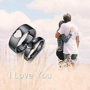 Couple Ring for Lovers 925 Sterling Silver promise rings for couples Adjustable Heart Matching Rings I Love You Wedding Ring