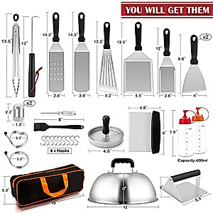 Joyfair 30Pcs Griddle Accessories Kit, Outdoor BBQ Flattop Grill Tool Set with Melting Dome for Camping Grilling Teppanyaki, Include Stainless Steel Basting Cover Burger Press Turner Spatula