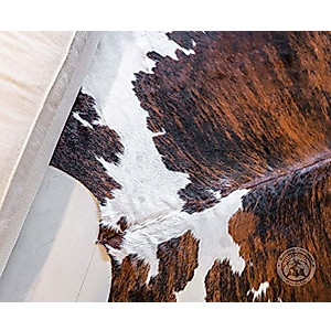 Genuine Dark Brindle Tricolor Cowhide Rug Size 6 x 6-7 ft. 180 x 210 cm
