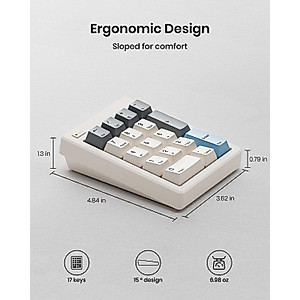 Kisnt Wireless Mechanical Number Pad, Bluetooth 5.0&2.4G Wireless Dual Mode Hot Swappable Numeric Keypad,17 Keys Gasket Numpad, Ten-Key with PBT Keycaps for Laptop/PC/TKL Keyboards(Linear Switch)