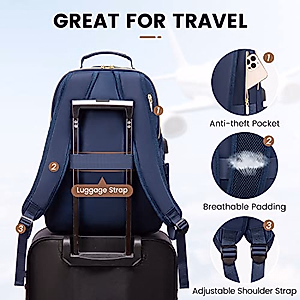 LOVEVOOK Laptop Backpack for Women, Quilted Business Travel 15.6-inch Computer Bag, Doctor Nurse Backpack Purse for Work, Navy