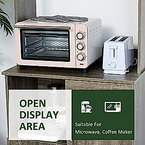 HOMCOM Modern Kitchen Buffet with Hutch Pantry Storage, Microwave Counter, 2 Cabinets, and Adjustable Shelves, Grey