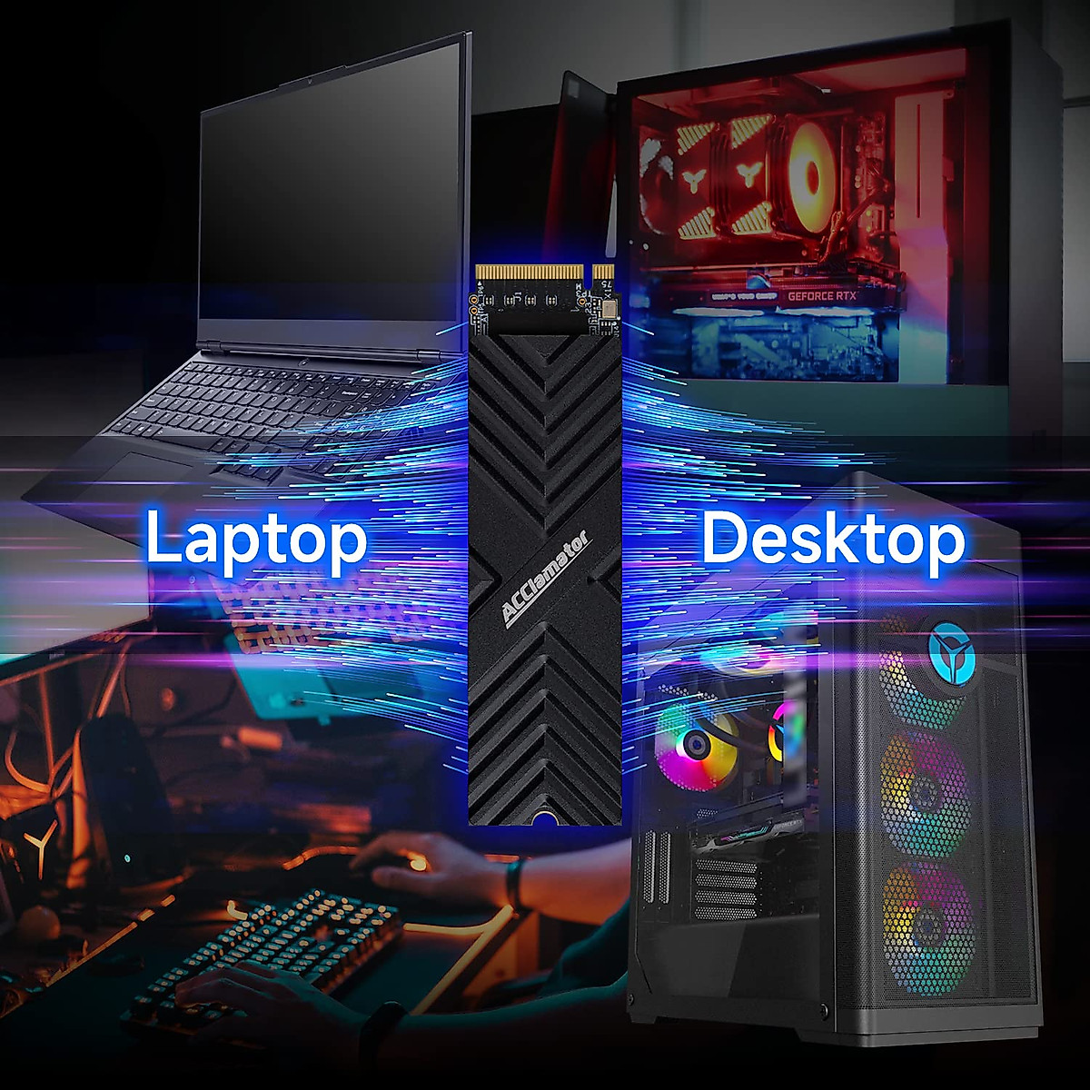 Acclamator 2TB PCIe 4x4 NVMe Read 7300 MB/s M.2 Solid State Drive Compatible with PS5 SSD Equipped with 2GB DDR4 Cache 2280 3D NAND TLC N70