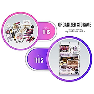 Sorbus Acrylic Clear Makeup Organizer - Big & Spacious Cosmetic Display Case - Stylish Designed Jewelry & Make Up Organizers and Storage for Vanity, Bathroom (4 Large, 2 Small Drawers)