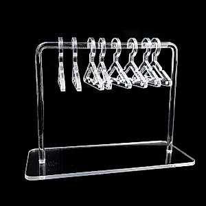 XINZHIDA Earring Hanger Rack with 8 Mini Coat Hangers, Acrylic Earring Holder Display Stand, Ear Studs Hanging Earrings Organizer For Women Girls, Transparent