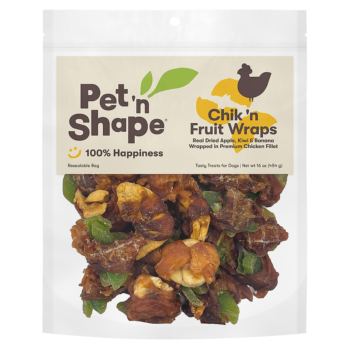 Pet 'n Shape Chik 'n & Fruit Wraps, 16 oz - Healthy, Protein Rich Treats for Dogs