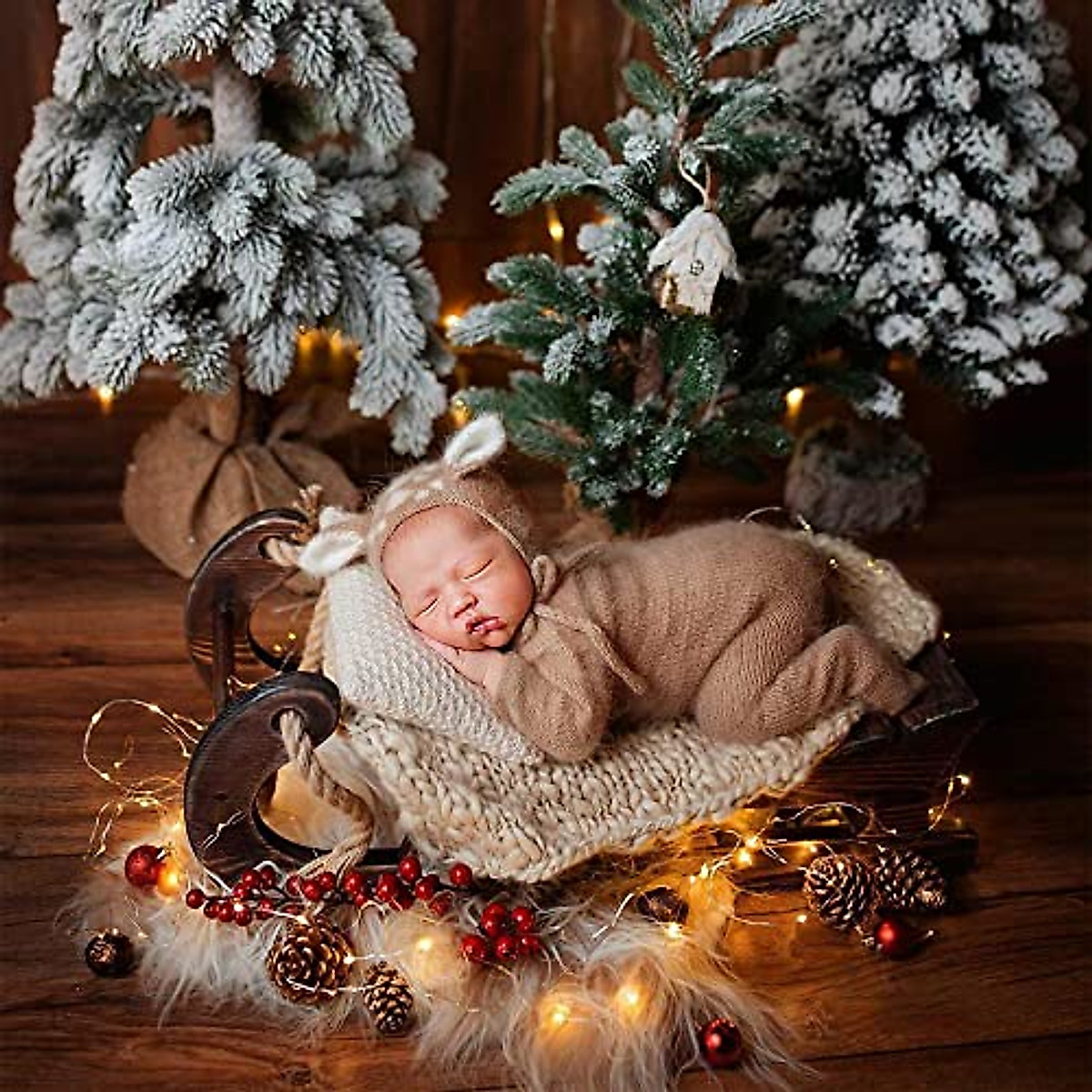 M&G House Newborn Wrap Baby Photography Wool Wrap Baby Photo Props Baskets Filler Rug(Beige)