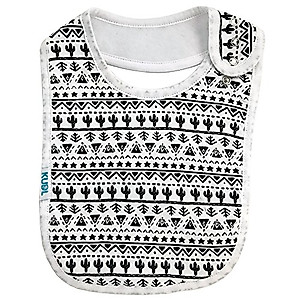 KUDL Baby Bibs Large Burpy Cloth 4 Pack Gift Set Soft Absorbent Feeding Reflux Drool Teething Bibs, Adjustable Snap Buttons, Funny Designs for Boys & Girls - Aztec Black & White