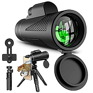 Monocular Telescope - 80x100 Small Monoculars for Adults High Powered, Night Vision Compact Monocular for Smartphone Adapter, Handheld Telescope with Tripod for Bird Watching Hunting Camping Travel