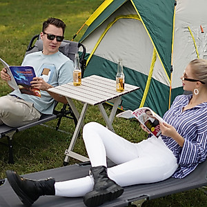 SUNNYFEEL Folding Camping Table - Lightweight Aluminum Portable Picnic Table, 18.5x18.5x24.5 Inch for Cooking, Beach, Hiking, Travel, Fishing, BBQ, Indoor Outdoor Small Foldable Camp Tables