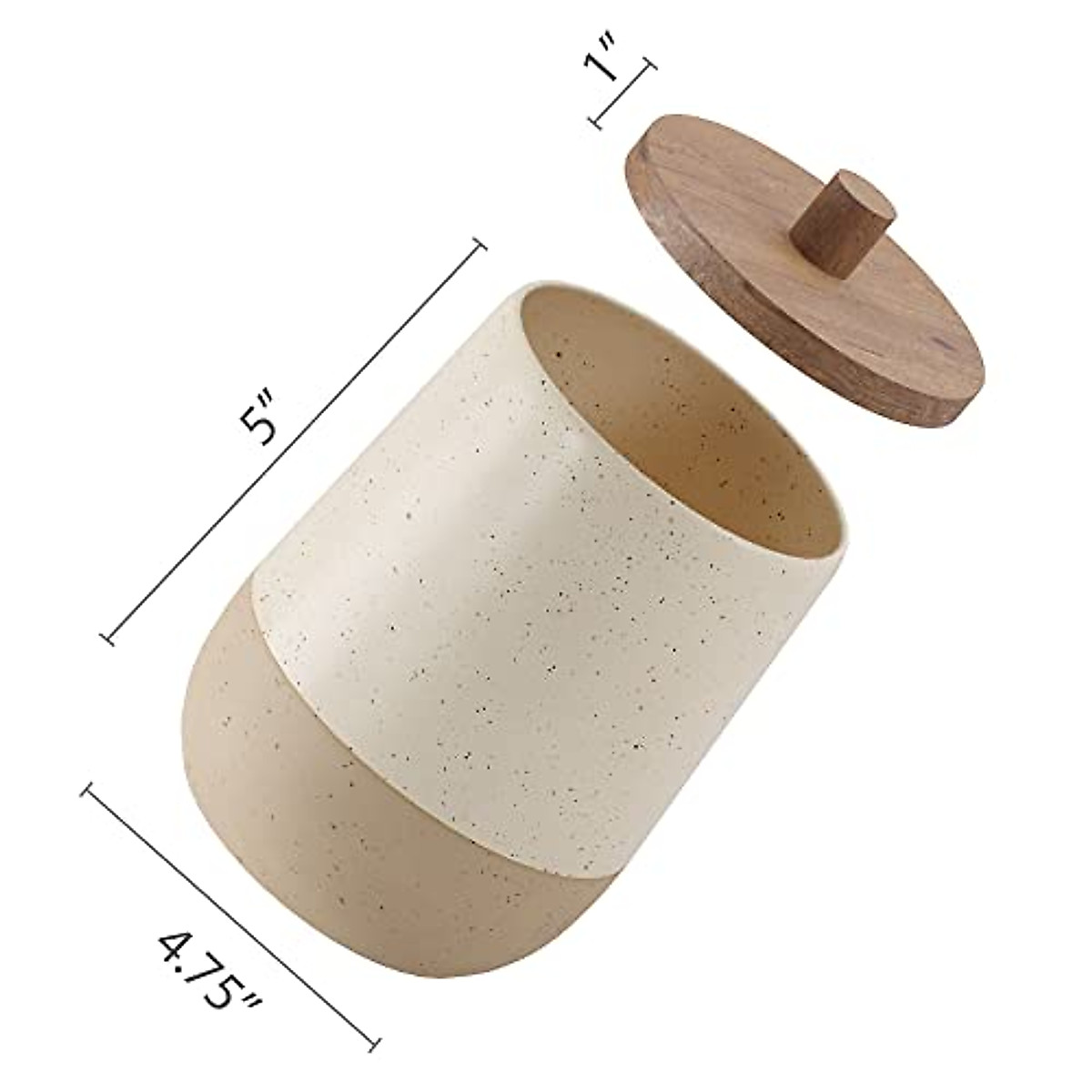 Barnyard Designs S/3 Ceramic Bathroom Canisters, Apothecary Jars with Lid, Qtip Holder Bathroom Set Cotton Ball Holder Jar for Bathroom Storage, Decorative Bathroom Jar with Lid, Spa Decor, 4.75x6, Beige