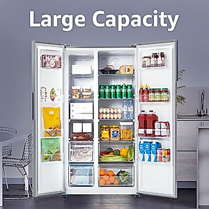 NUTRIFROST 21 cu.ft Large Capacity Side-by-Side Refrigerators Freezer Fridge - 2 Door Full Size Refrigerator for Kitchen Office Commercial LED Display Frost Free Freestanding