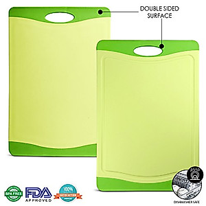 Raj Plastic Cutting Board Reversible Cutting board, Dishwasher Safe, Chopping Boards, Juice Groove, Large Handle, Non-Slip, BPA Free (Extra Large (17.4" x 11.81"), Lime Green)
