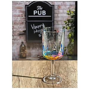 Acrylic Rainbow Diamond wine glass 15 oz. Set of 4