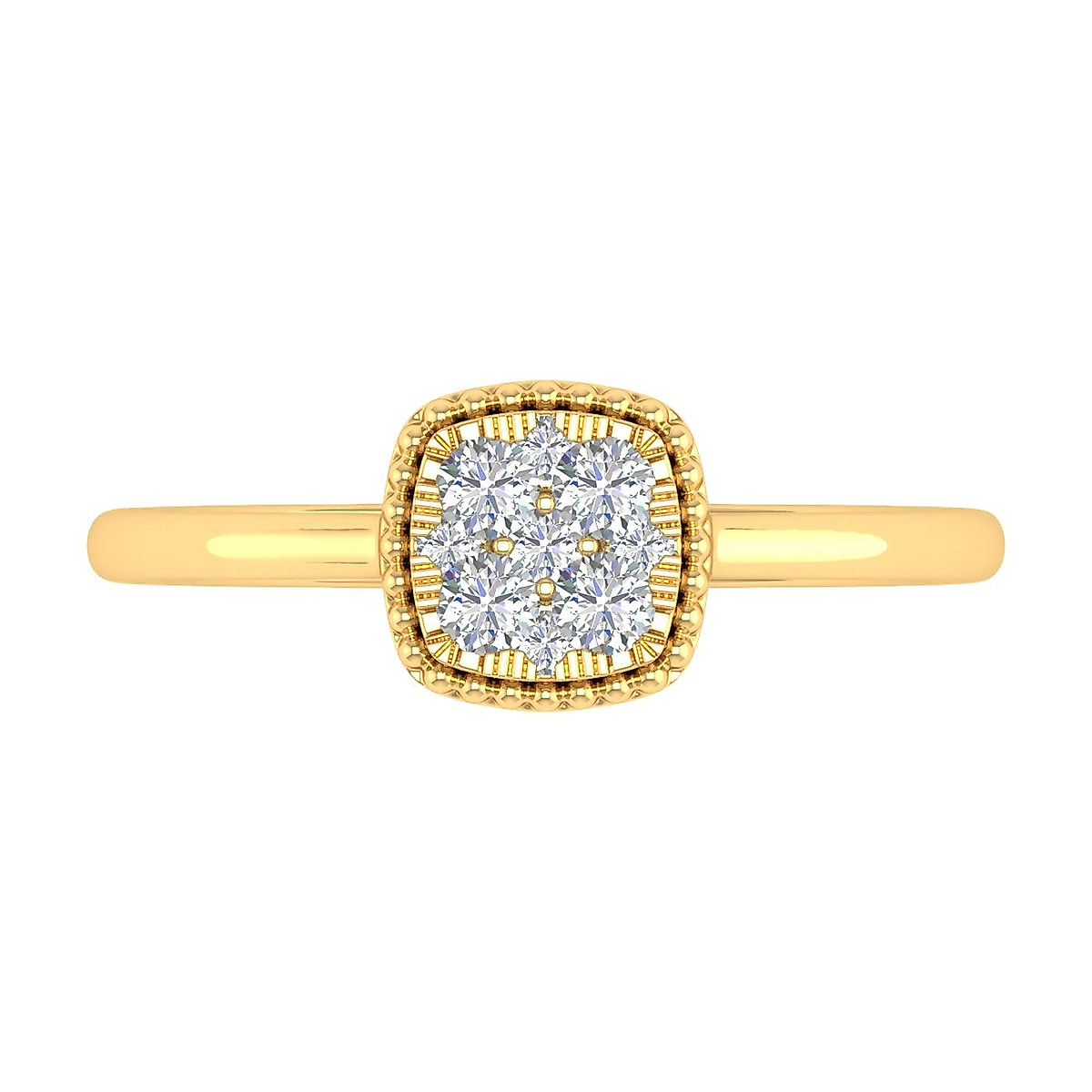 1/4 Carat Cushion Cut Diamond Ring in 10K Yellow Gold (Ring Size 8.25)