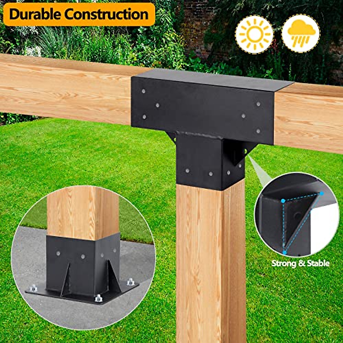 Neorexon Pergola Kit Elevated Wood Stand Kit Woodwork for 4"x 4" (Actual 3.6 X 3.6 inch), Wooden Gazebo Kit for Pergola Brackets with Corner and Pergola Base Brackets