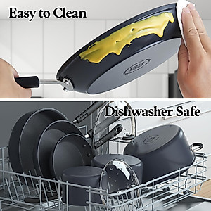 Cook N Home Professional Hard Anodized Nonstick Saucepan with Lid, 1.5 Quart, Black