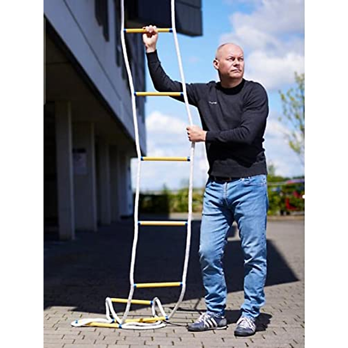 JIANGY Emergency Fire Ladder Non-Slip Escape Rope Ladder for Window and Balcony 2-3 Story Homes Reusable Compact Lightweight External Rescue Ladder/15M/49Ft