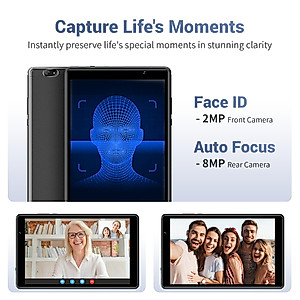 Topsand Latest Android 13 Tablet, 8 Inch Tablet Quad-Core 2.0 GHz Processor with 64GB Storage, 1TB Expandable, Dual Auto Focus Camera with Face ID Unlock, GPS, Parental Control, 2.4G & 5G WiFi Tableta