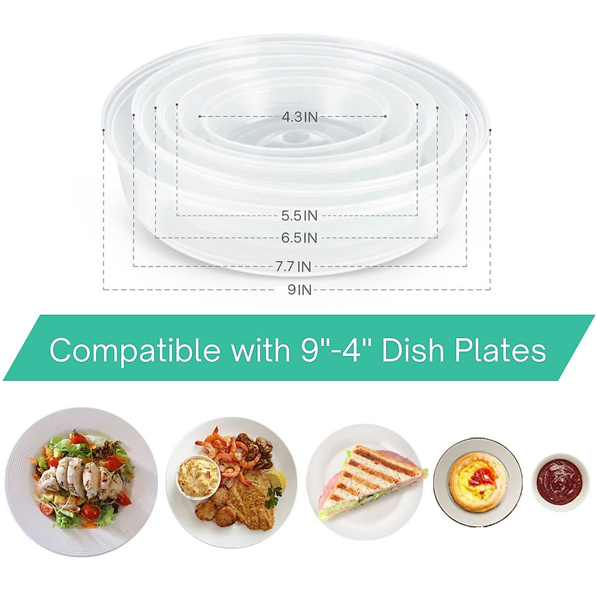 Flexzion Microwave Covers For Food Splatter Guard Protector (Set of 5, Green) - Food Cover Lid With Steam Ventilation Window Dish Washer Safe - Mixed Sizes For Large & Small Food Plates Bowls