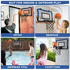 QDRAGON Mini Basketball Hoop, Over The Door Indoor, with 3 Balls/Inflator/Breakaway Rim, Basketball Toy Gifts for Kids and Adults, Suit for Bedroom/Office/Outdoor, Blue