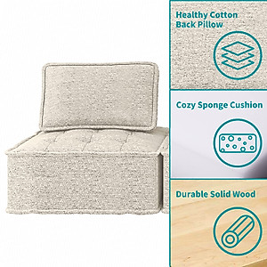 BALUS Sectional Sofa Couch, Modern Floor Sofa Couch with Soft Fabric, Armless Design for Living Room, Bedroom, Free Combination,6 PCS Beige