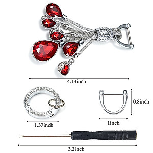 Bling Crystal Car Keychain for Women, Keychain Accessories With Rhinestones, Fashionable Car Key Chain for Car Keys Fit BMW Honda Audi Lexus Ford Mercedes Benz Nissan Cadillac Toyota (2 Red)