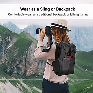 Deco Gear DSLR Camera Backpack, Customizable Compartments for Cameras, Lenses, Accessories & Laptop, Weather Protective, Perfect for Canon Nikon & Sony Photographers (Can Also Turn Into Sling Bag)