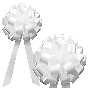 White Pull Bows with Tails - 8" Wide, Set of 6, Veteran's Day, Christmas, Wedding, Gift Bows, Reception, Fundraiser, Birthday, Valentine's Day, Mother's Day, 4th of July