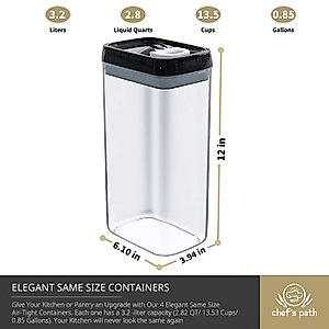 Chef's Path Airtight Food Storage Containers (28 Pack) for Kitchen & Pantry Organization - BPA Free Cereal, Spaghetti, Sugar & Snack Cannisters for Pantry Storage - Free Marker Labels & Measuring Cups