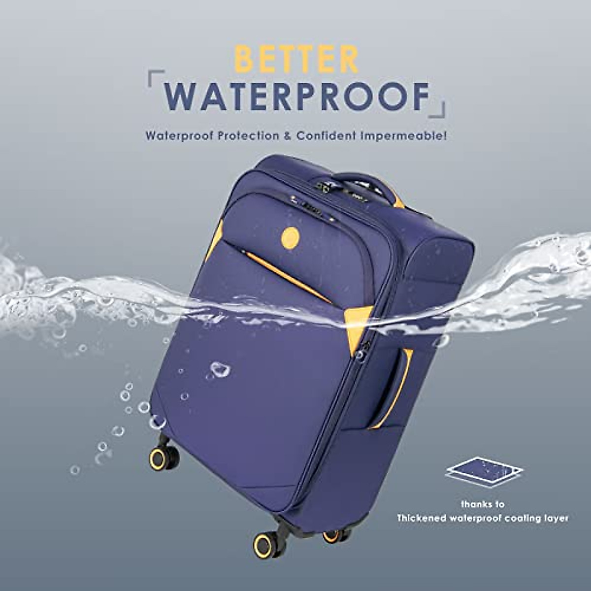 Verage Cambridge Lightweight 2 Piece Luggage Sets,Softside Expandable Spinner Wheel Suitcase,Navy,2-Piece Set(20/24)