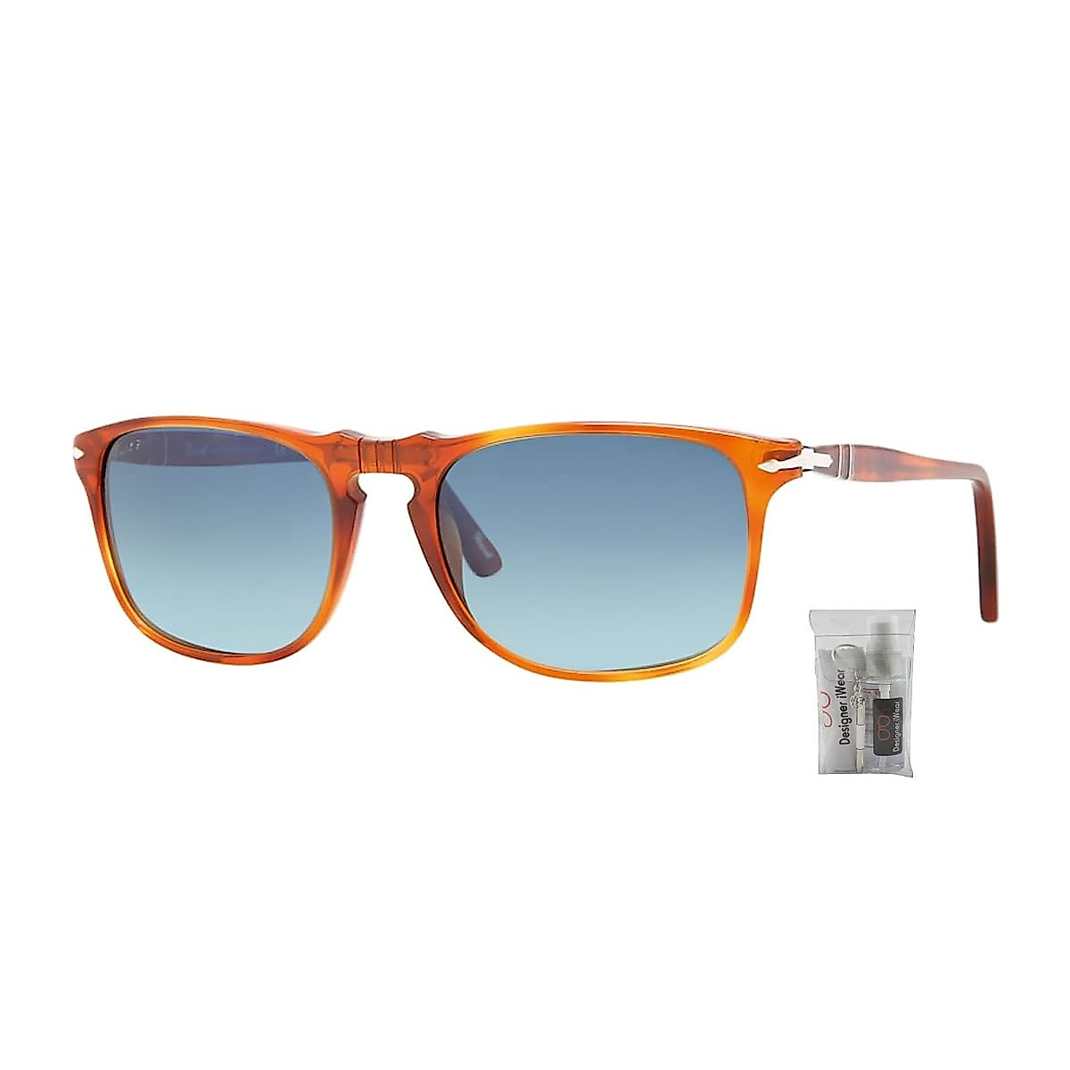 Persol PO3059S 96/S3 54MM Terra Di Siena/Polarized Gradient Blue Square Sunglasses for Men + BUNDLE With Designer iWear Eyewear Kit