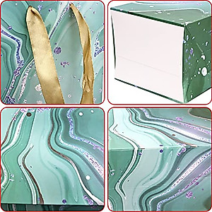 ceiba tree Wine Gift Bags Holiday Gift Paper Bags Set Heavy-Duty Home Wedding Birthday Party Favor Reusable Marble Gold Foil Wine Wrapping Bags with Handles 12Pcs