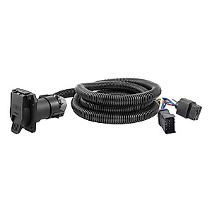 CURT 56071 7-Foot Vehicle-Side Truck Bed 7-Pin Trailer Wiring Harness Extension, Select Dodge Ram 1500, 2500, 3500, Dakota , Black