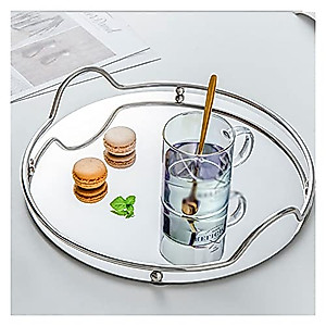 TREXD Stainless Steel Trays Decorative Nordic Round Metal Tea Cup Wine Set Storage Tray Living Room Decoration (Color : Black, Size : 1)