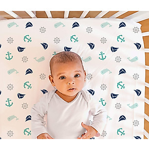 The Peanutshell Nautical Themed Crib Bedding Bundle | 5 Piece Set | 3 Crib Sheets, Crib Quilt, and Crib Skirt