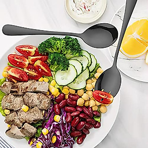 Cooking Spoons 3Pcs Salad Spoon Fork Stainless Steel Cutlery Set Serving Spoon Set Colorful Spoons For Dining Table Kitchen Gadget Table Spoons