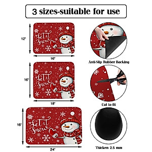 Hokiten Red Christmas Snowman Dish Drying Mat for Kitchen Counter, Merry Christmas Absorbent Coffee Mat/Dish Drainer, Xmas Winter Snowflake Quick Drying & Non-slip Rubber Backed Drying Mat 12"W x 16"L