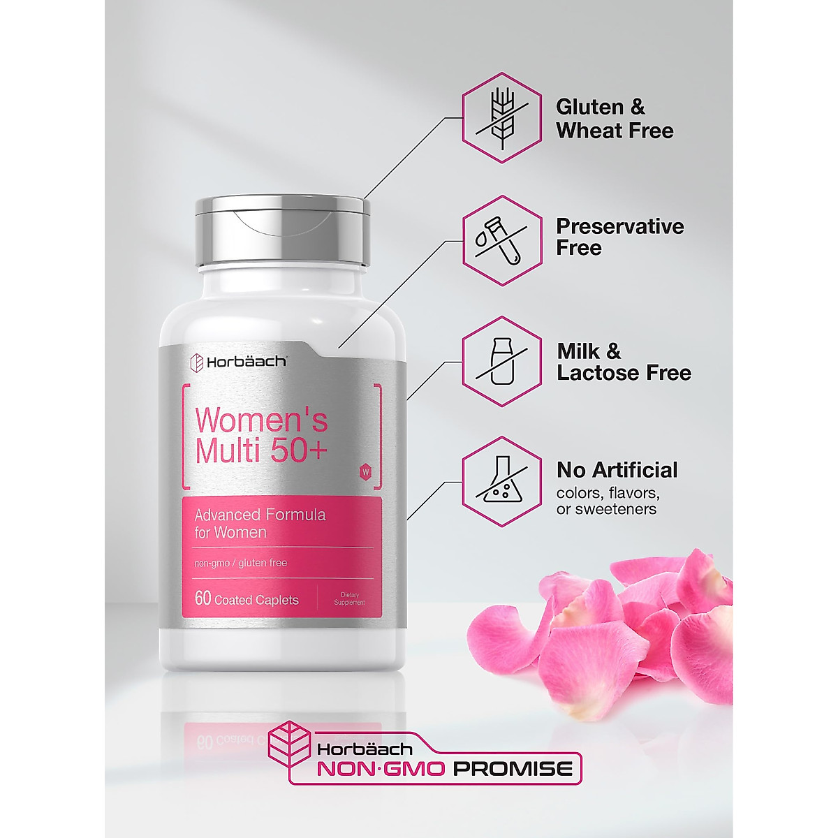 Horbäach Women's Multivitamin 50 Plus | 60 Coated Caplets | Advanced Vitamin Formula | Non-GMO & Gluten Free Supplement