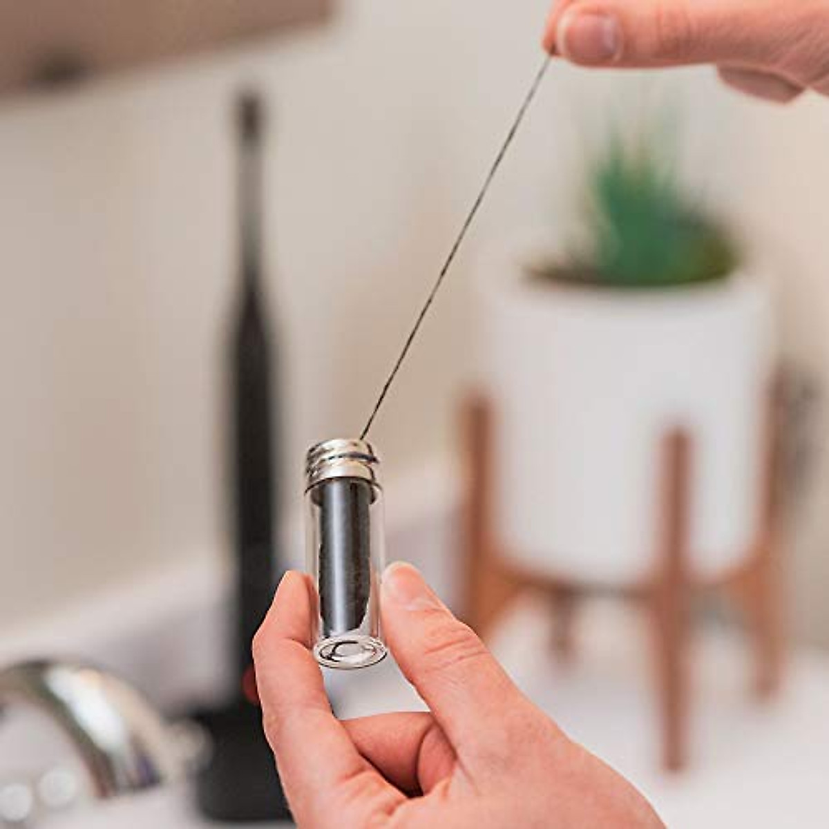 Bamboo Charcoal Floss - Reusable Container with Floss Refills - 99 Yards - Plant-Based Candelilla Wax Floss with Natural Mint Flavoring - Vegan Floss - 3X Floss Refills