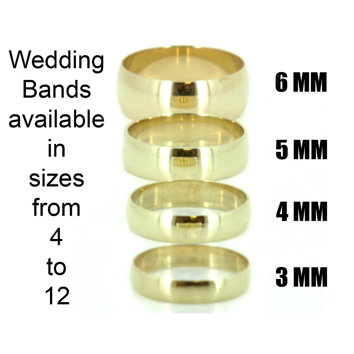 Wedding Bands Solid Real 10K Yellow Gold 3mm Plain Men & Women (12)