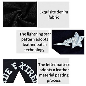 Dcepem Y2k Jeans Mens Aesthetic Baggy Hip Hop Star Pants Y2K Denim Loose Goth Y2k Fashion Streetwear（Black3-M）