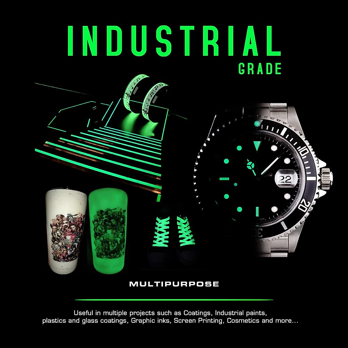 KP Pigments Kryptobright Green Glow in The Dark Pearlescent 100% Pure Fine Powder - Naturally Pigmented Multipurpose DIY Arts and Crafts, Dye, Cosmetics, Epoxy Resin, Paint, and More! 25 Grams