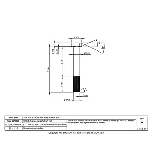 Allied Titanium 0012033, (Pack of 2) 7/16-20 X 3-1/4 UNF Titanium Hex Head Bolt, Grade 5 (Ti-6Al-4V)