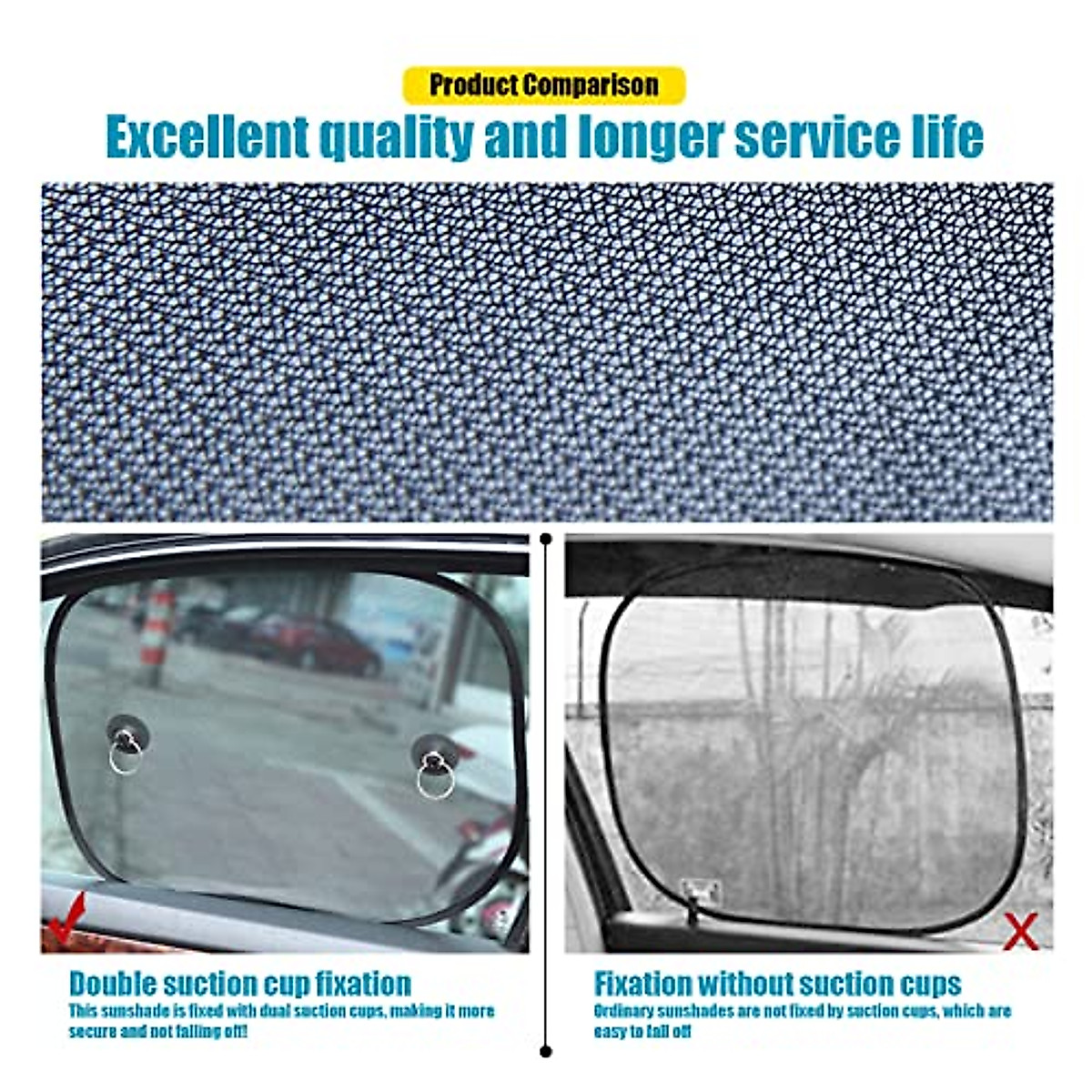 neynavy 2 PCS Car Window Shade for Baby, 19.6In x 11.8In Car Sun Shade Side Window Sunshade, Glare and UV Protection for Kids/Adults/Pets, Universal Fit for Most Cars (Suction Cup Style)