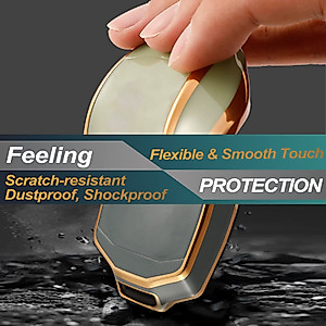 FEYOUN Key Fob Cover Compatible with Hyundai Elantra Elantra GT Ioniq Sonata Tucson Smart 4 Buttons TPU Remote Keyless Key Fob Case Protection Shell Accessories, Blue Gray