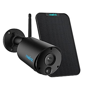 REOLINK Security Camera Wireless Outdoor Solar Powered, No Monthly Fee, 1080p, 2-Way Talk, Night Vision, PIR Motion Detection, Works with Alexa for Home Surveillance, Argus Eco w/Solar Panel Black